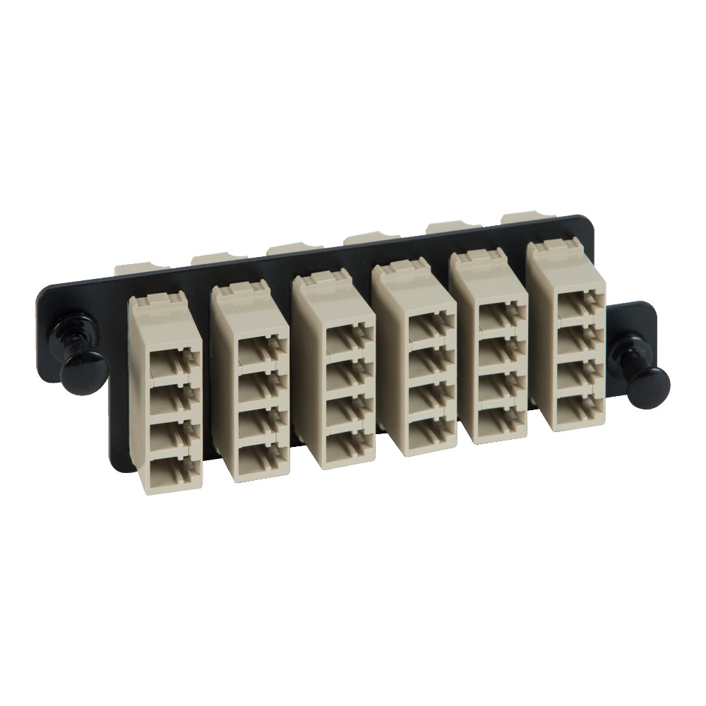 HD LC-LC Fiber Optic Adapter Panel with Beige Multimode Adapters for 24 ...