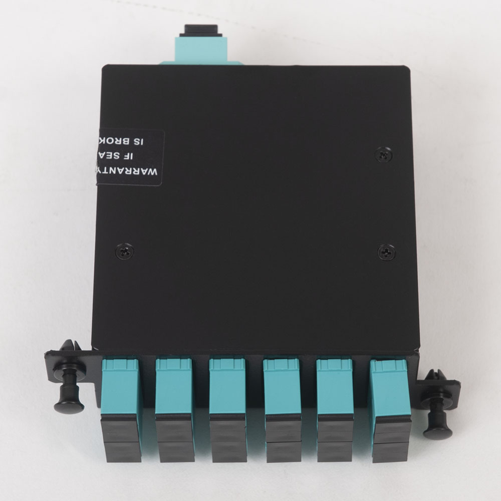 HD SC-MPO Fiber Optic Cassette with Aqua Multimode Adapters and 12 10G ...