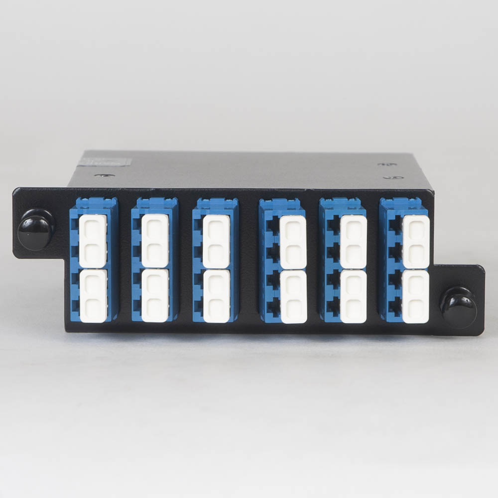 HD LC-MPO Fiber Optic Cassette with Blue Singlemode Adapters and 24 OS2 ...