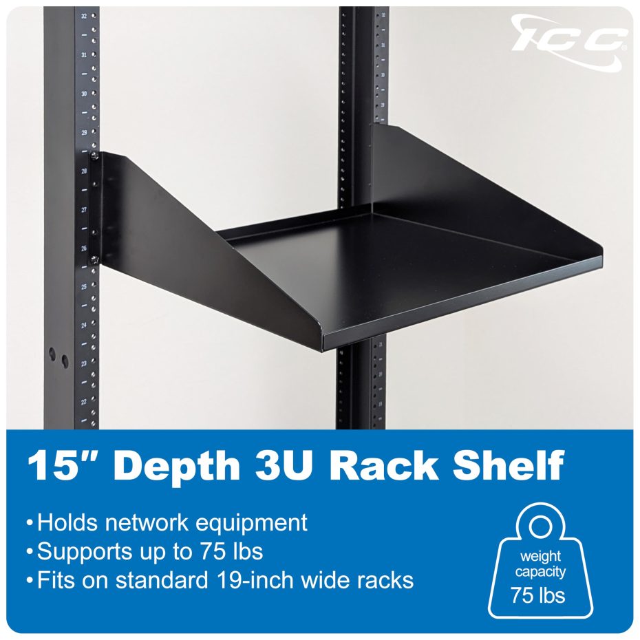 ICC 3U Cantilever Rack Shelf, Heavy-Duty Solid Steel Tray for 19 ...
