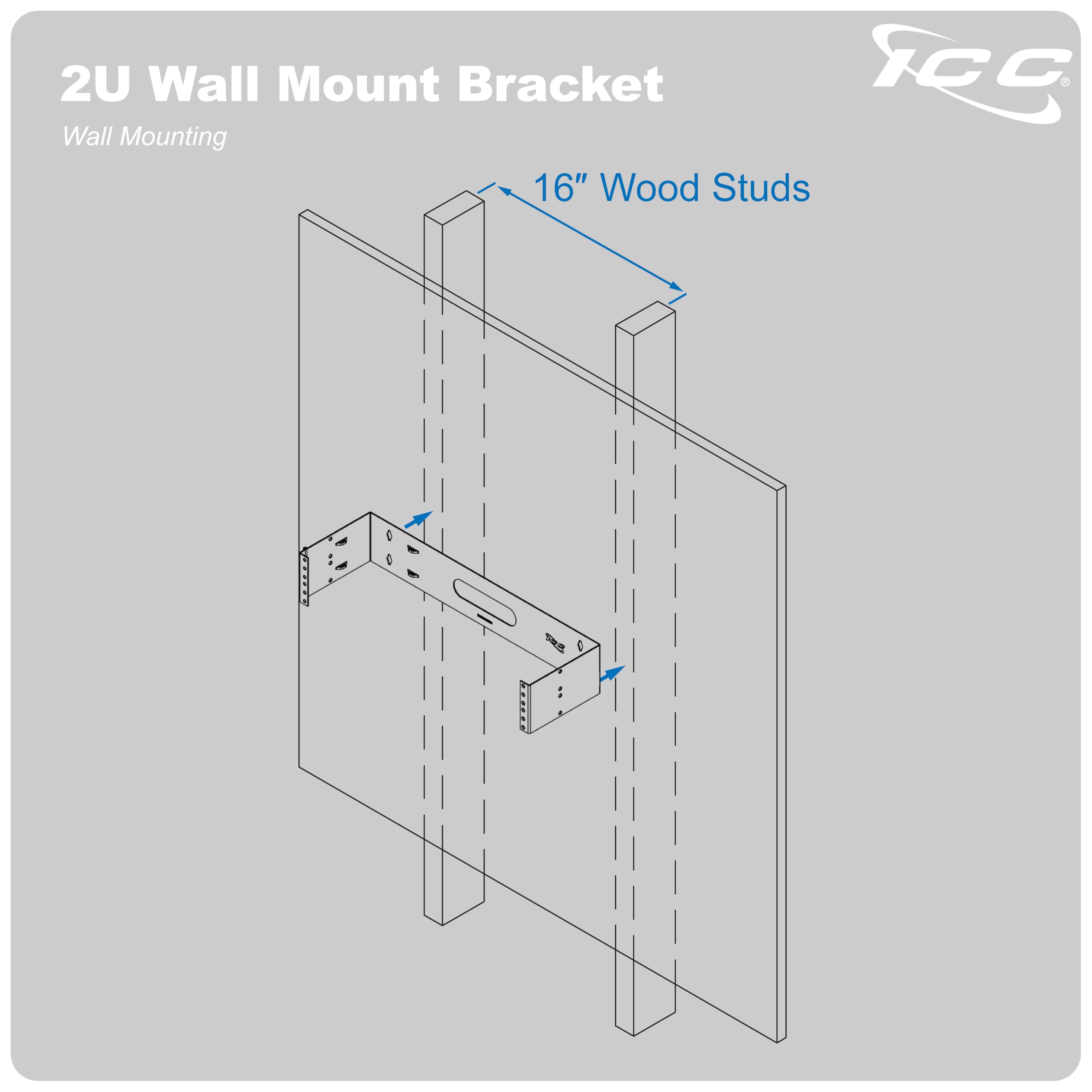 ICC Wall Mount Hinged Bracket, 2 RMS, 6″ Depth, 20 lbs Capacity, 19 ...