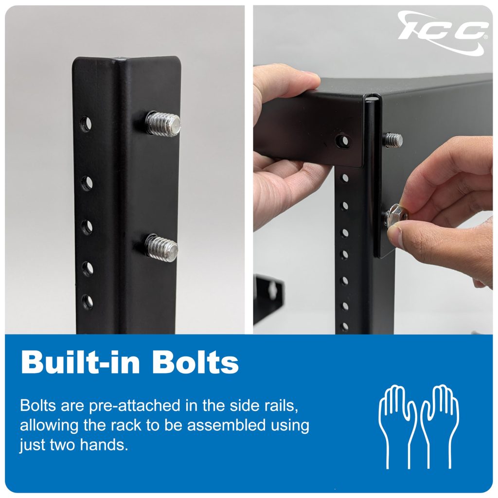 ICC 30U Wall Mount 19″ Open Frame Server Rack – 18″ Deep Cold-Rolled ...