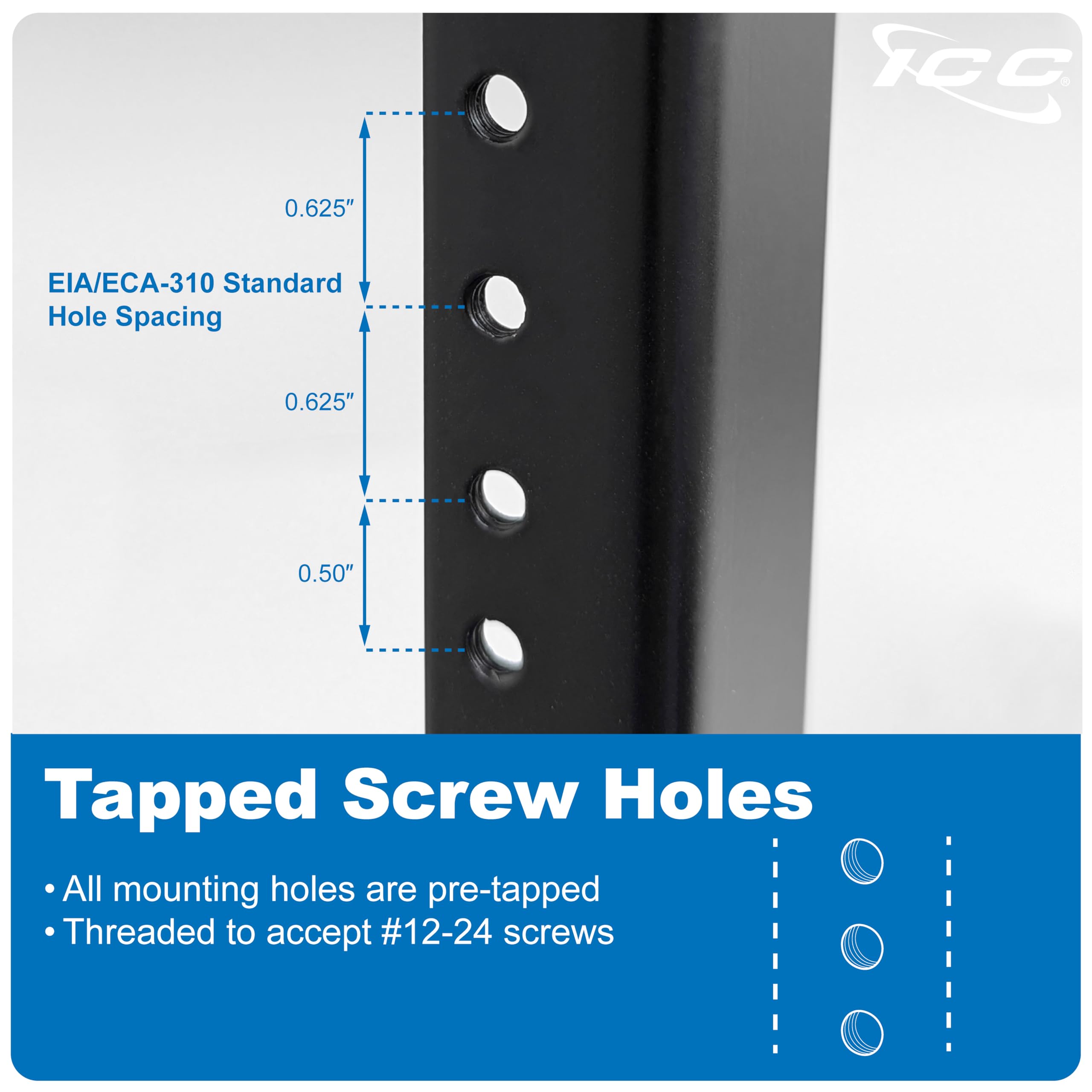 ICC 25U Wall Mount 19″ Swing Frame Server Rack – Open Frame Rack with ...