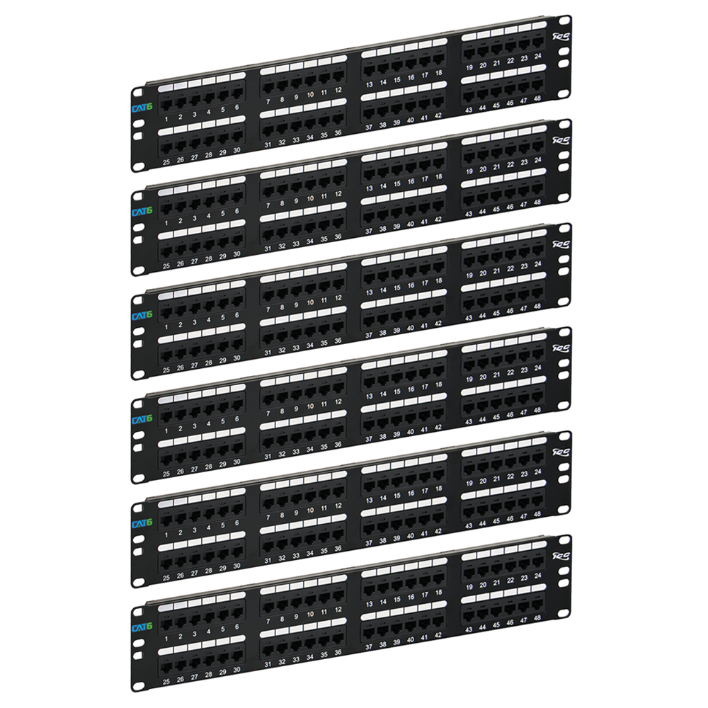 CAT6 Patch Panel with 48 Ports and 2 RMS in 6-Pack - ICC