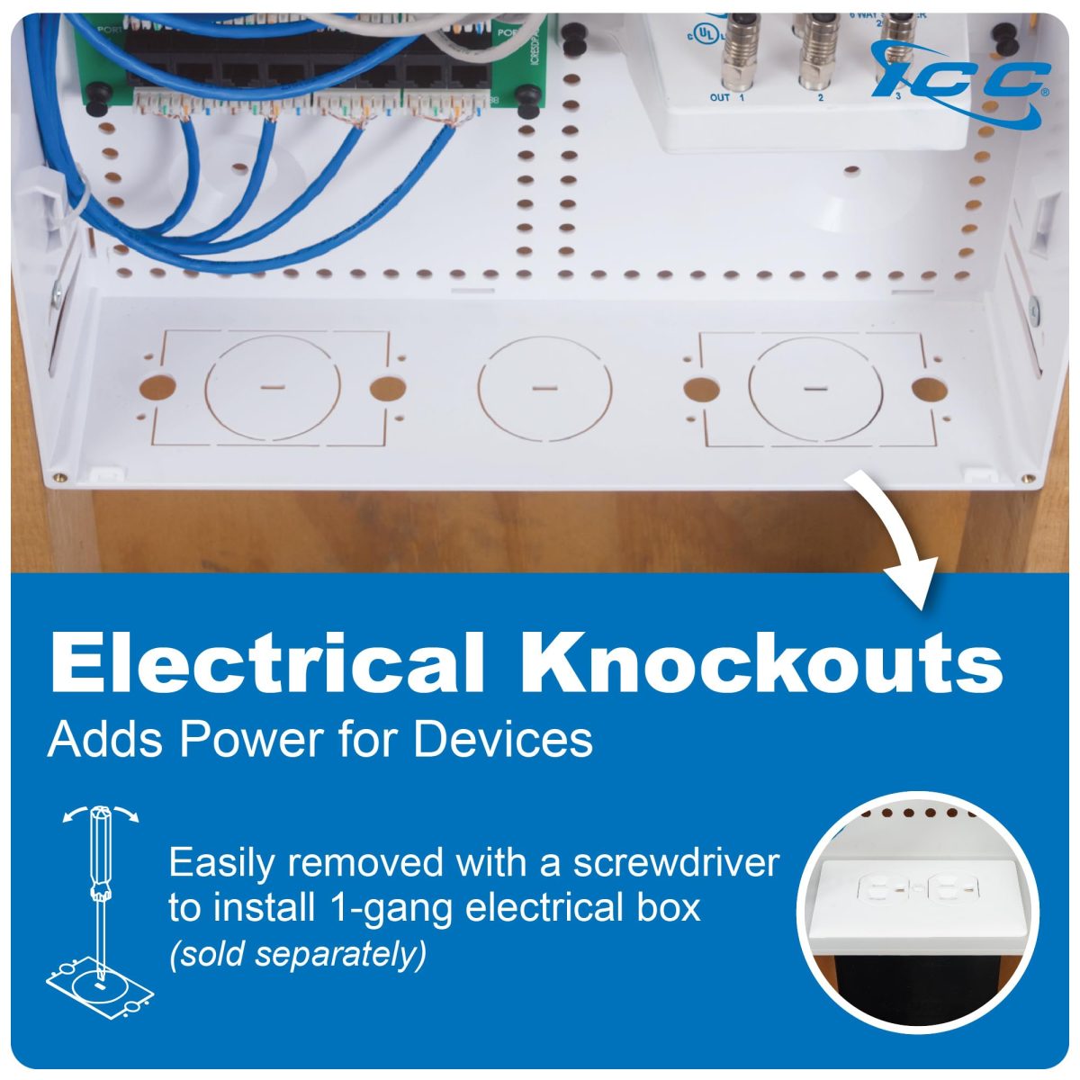 ICC 28” Plastic Structured Wiring Enclosure, Media Enclosure with Cover ...
