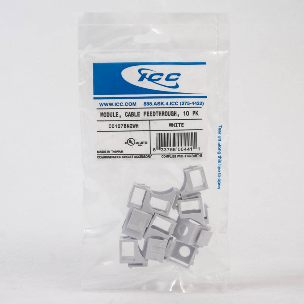 Blank Cable Feed-through Insert in White for HD Style - ICC