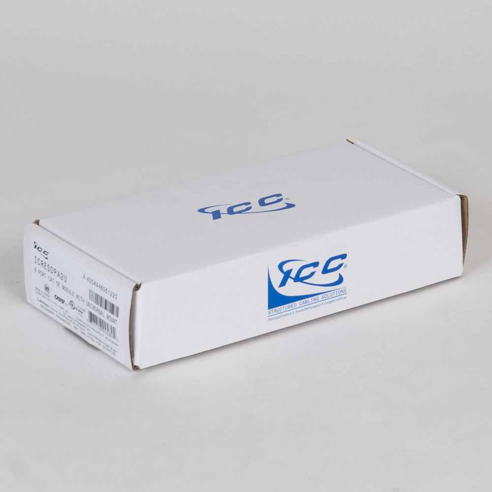 8-Port CAT 5e Data Module with Hook-and-Loop Adhesive Mounting Strips - ICC