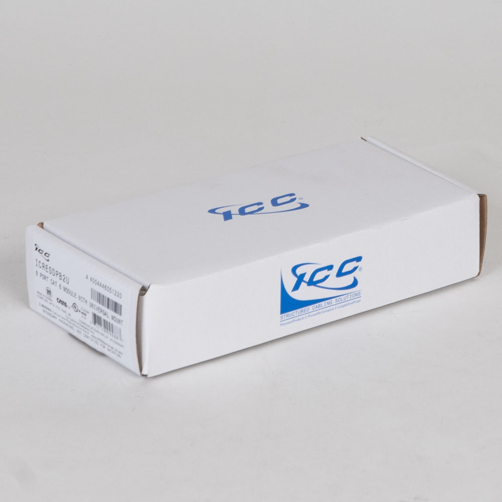 8-Port CAT 6 Data Module with Hook-and-Loop Adhesive Mounting Strips - ICC