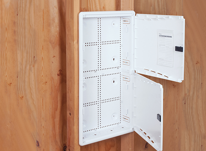 28" Plastic Wiring Enclosure Voice, Data, and Video Combo with Doors ...