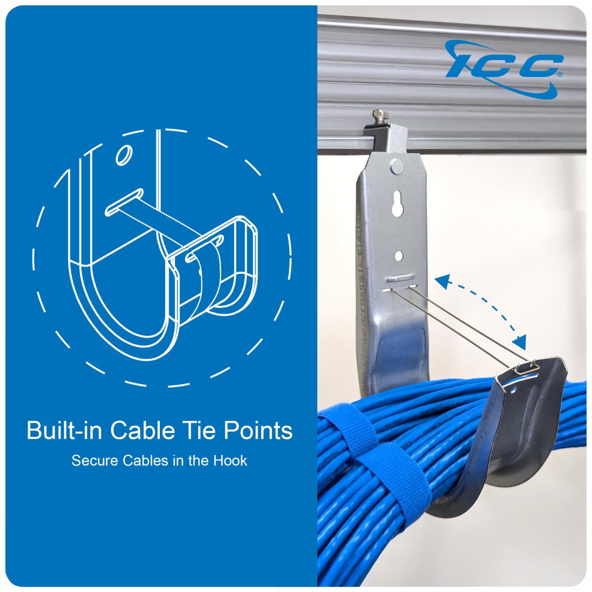 ICC Beam Clamp J Hook 2” with Retainer Clip - Galvanized Steel Cable ...