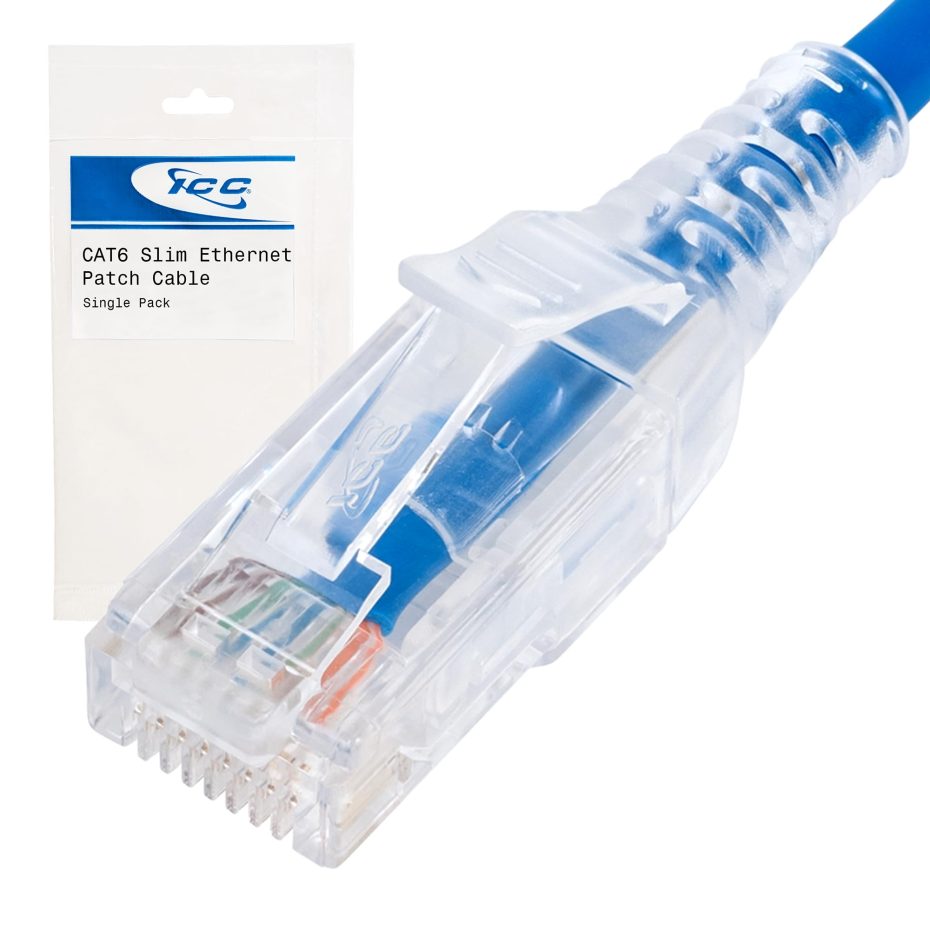 ICC CAT6 Slim Ethernet Patch Cord with Clear Boot Strain Relief, RJ45 ...